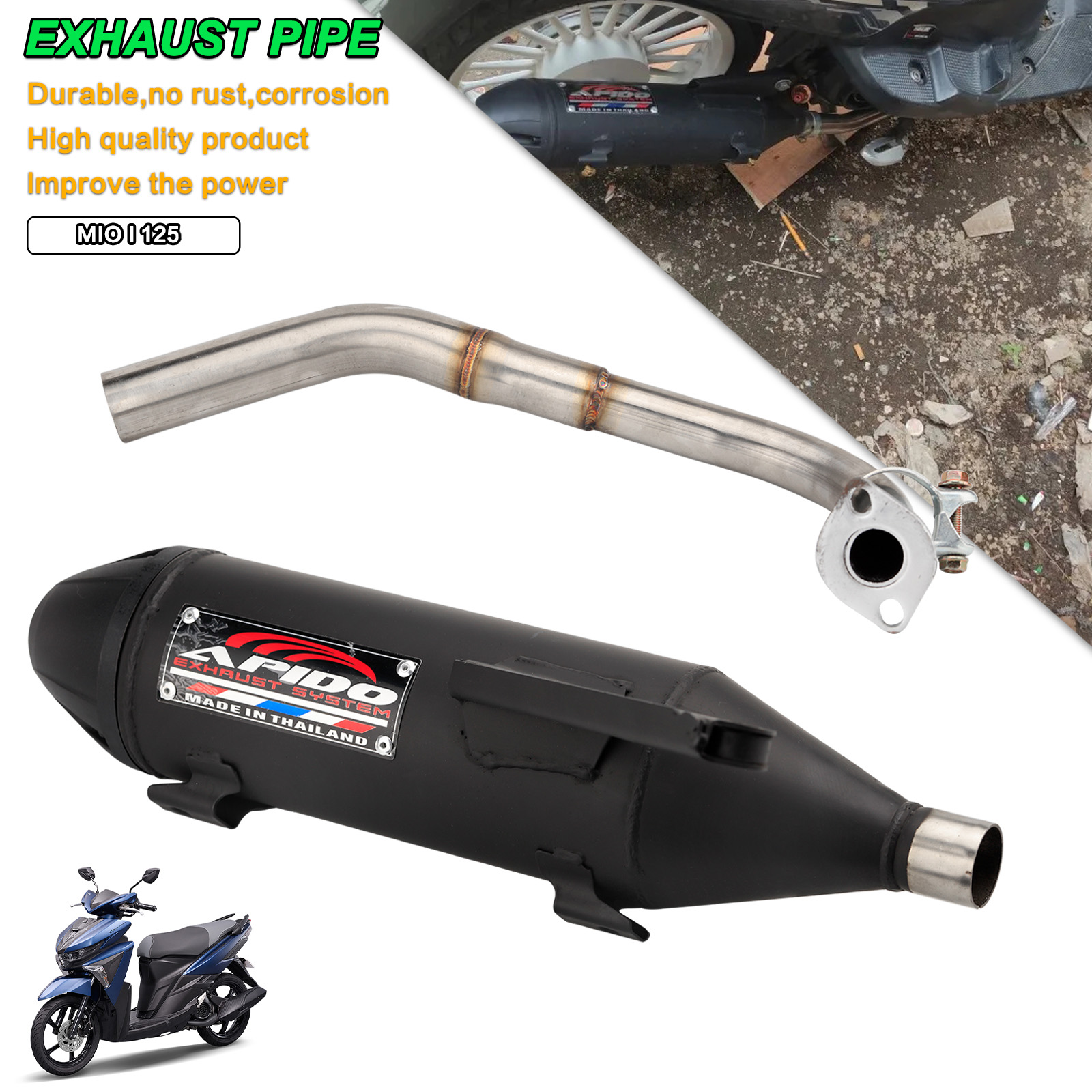 APIDO MUFFLER pipe for MIO I 125 chrome silver | Lazada PH
