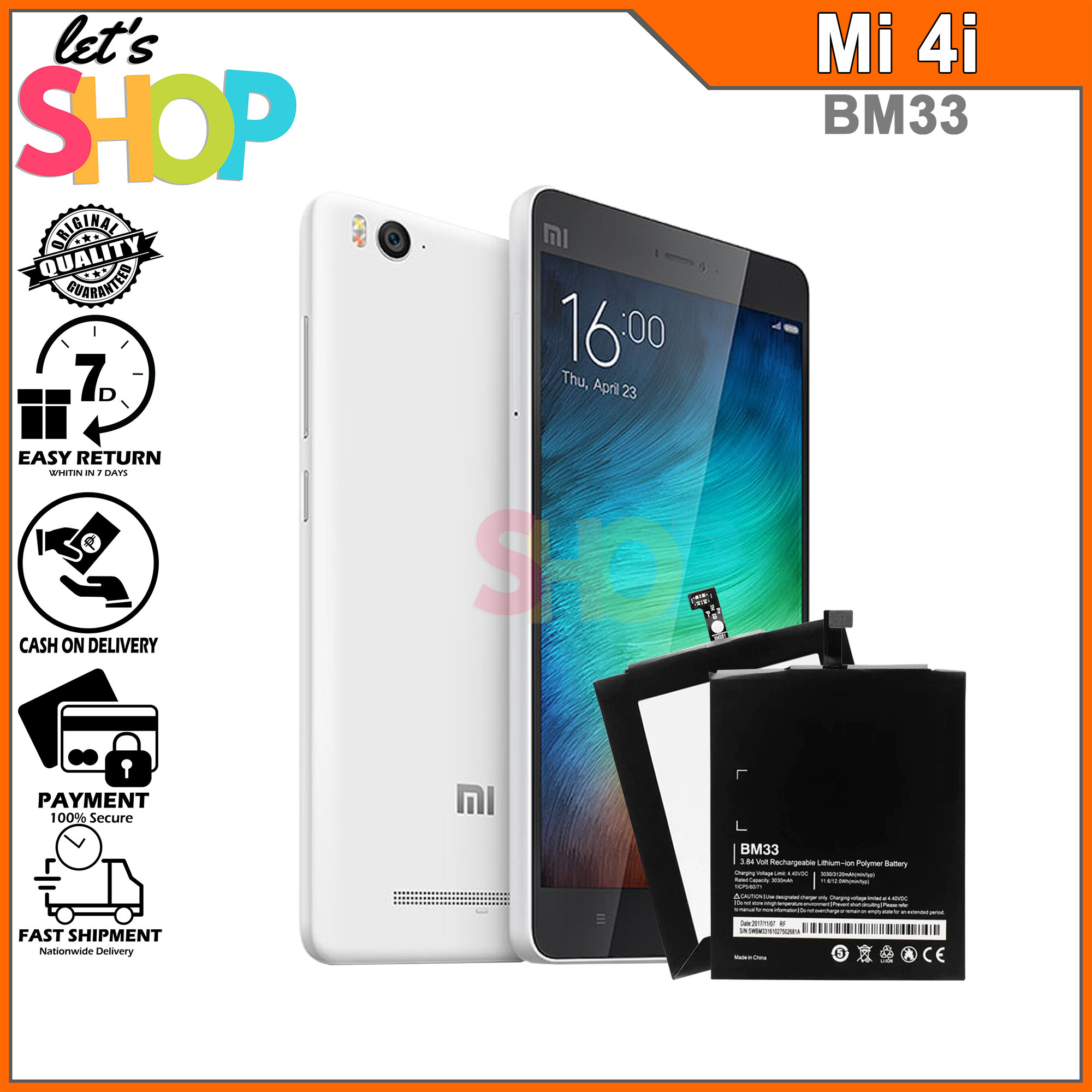 Xiaomi Mi 4i Battery Model BM33 (Lets Shop) Original Equipment ...