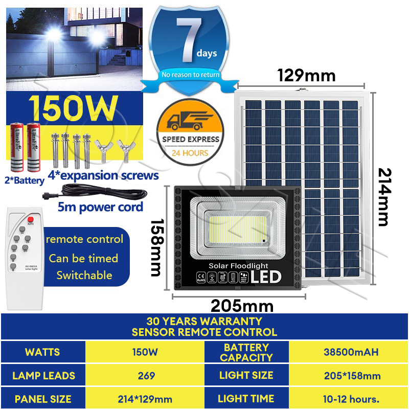 solar flood light outdoor waterproof 600W 800W Solar Light with remote ...