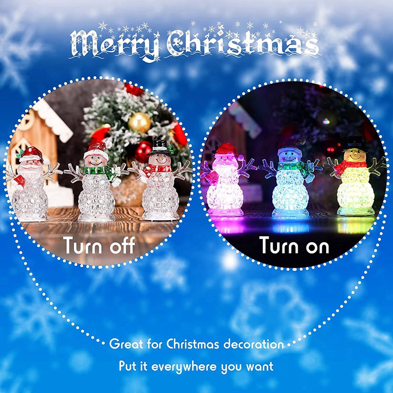 3 Pcs Ice Cube Snowman Christmas Ornament Christmas Night Light ...