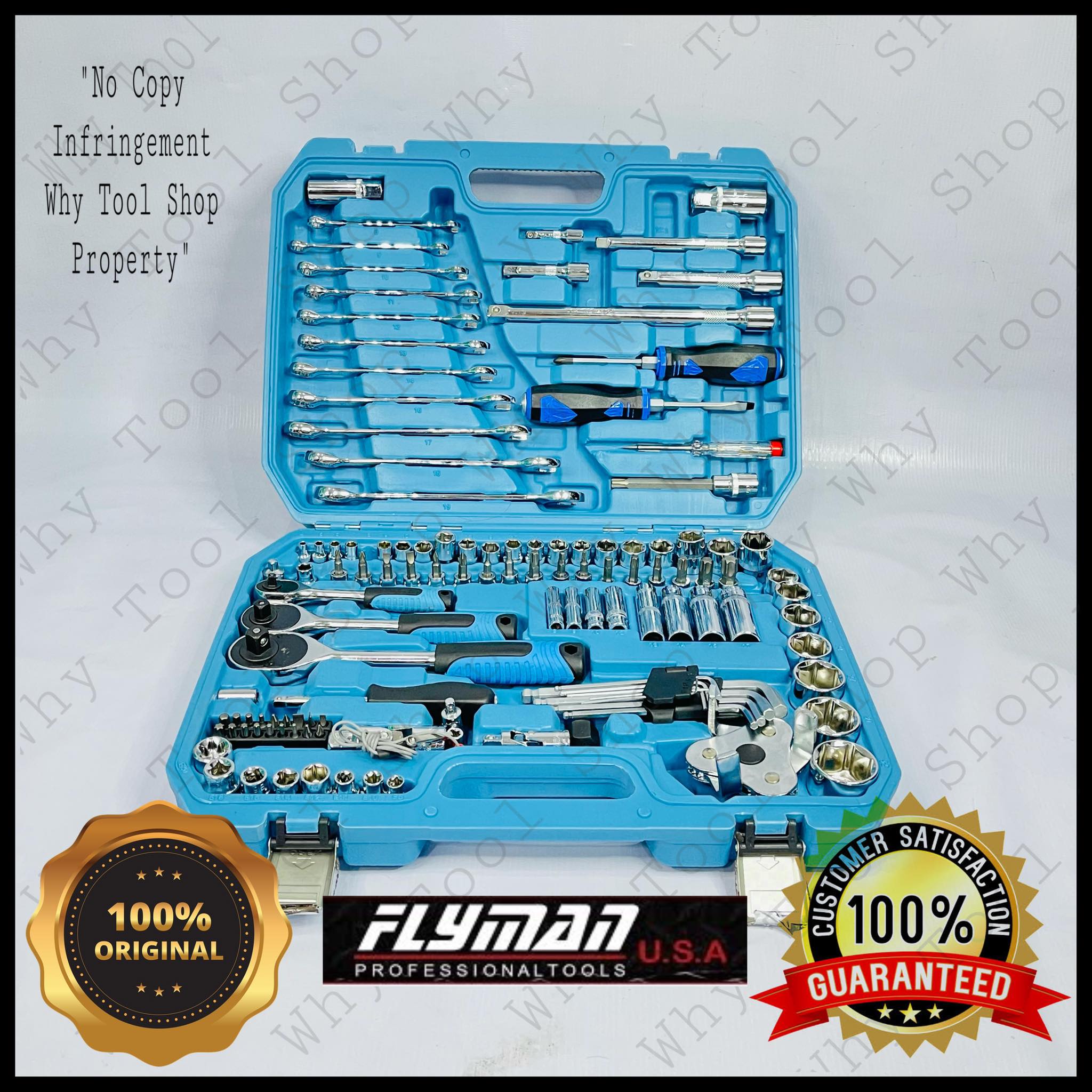 FLYMAN USA 121pcs 1/4 Drive 3/8 Drive 1/2 Drive Heavy Duty Socket ...