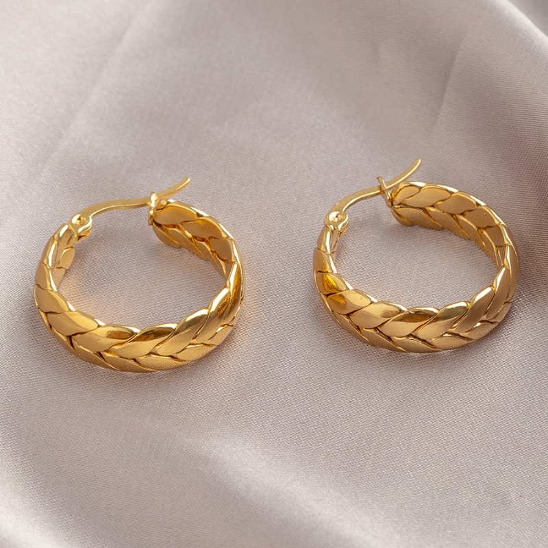 saudi gold 18k pawnable legit pure gold simple woven earrings women's ...