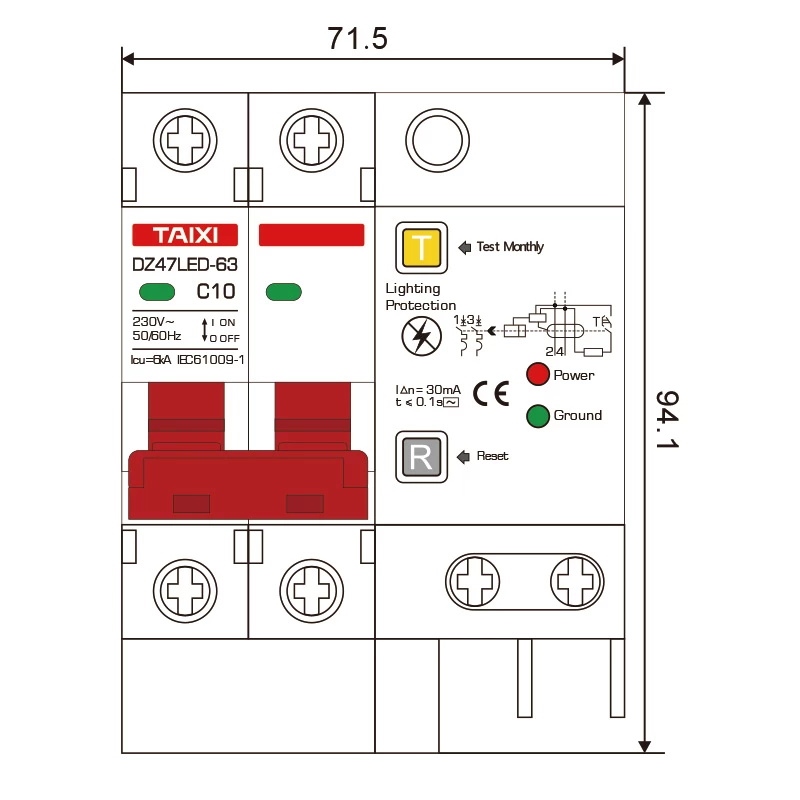 DZ47LE Residual current circuit breaker with surge protector RCBO small ...