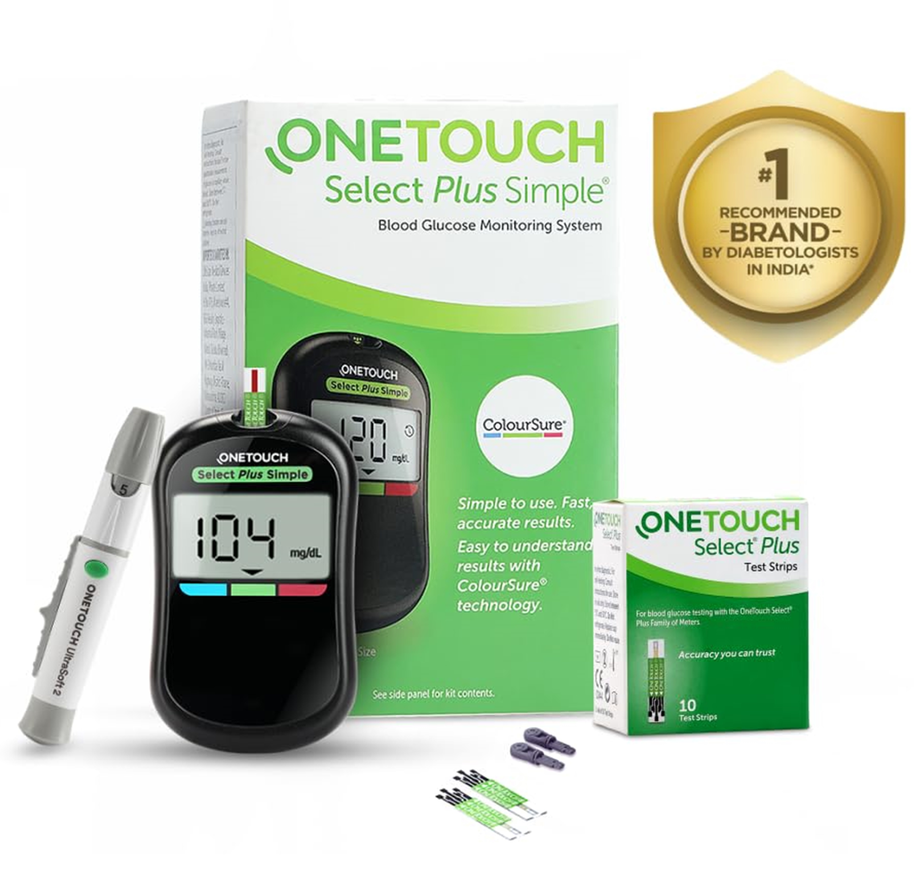 ONE TOUCH SELECT PLUS SIMPLE GLUCOMETER MACHINE COMPLETE SET One Touch ...