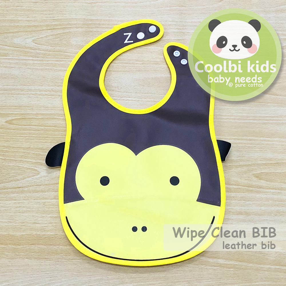 Coolbi Kids Leather Bib baby bib Fun Zoo Button Lock Bib waterproof bib ...