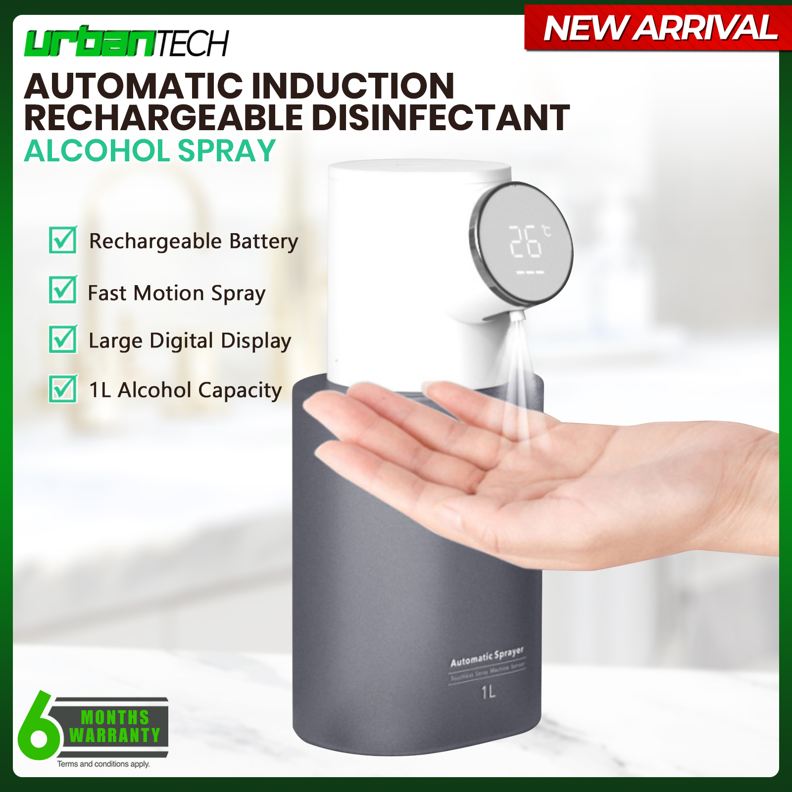 1L Rechargeable Alcohol Spray Automatic Disinfectant Alcohol Touchless ...