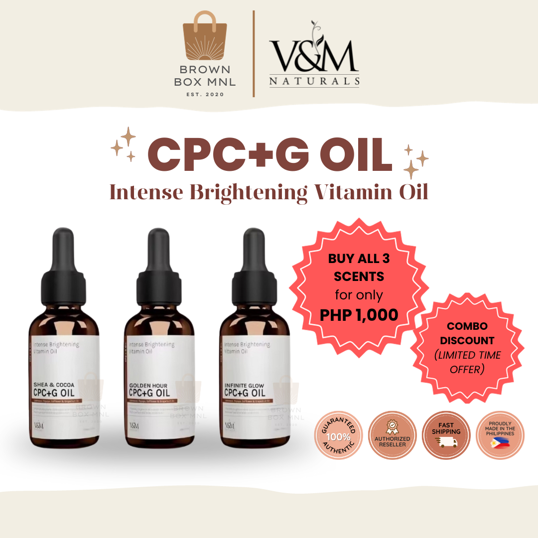 V&M NATURALS CPC+G Oil Intense Brightening Vitamin Oil 30ml Shea & Cocoa, Infinite Glow, Golden ...
