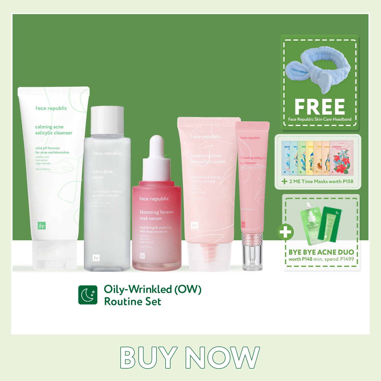 Face Republic Oily Wrinkled (OW) Routine Set [Acne, Pimples, Anti Aging ...