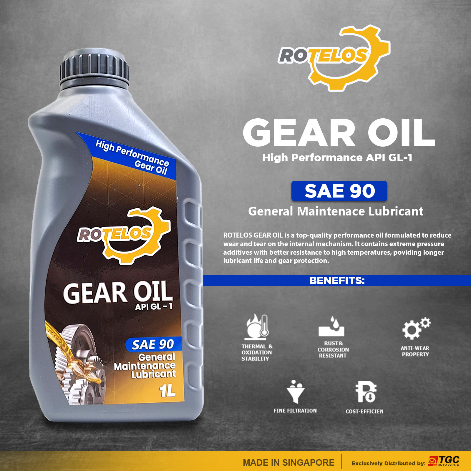 ROTELOS GEAR OIL SAE 90 API GL-1 1Liter | Lazada PH