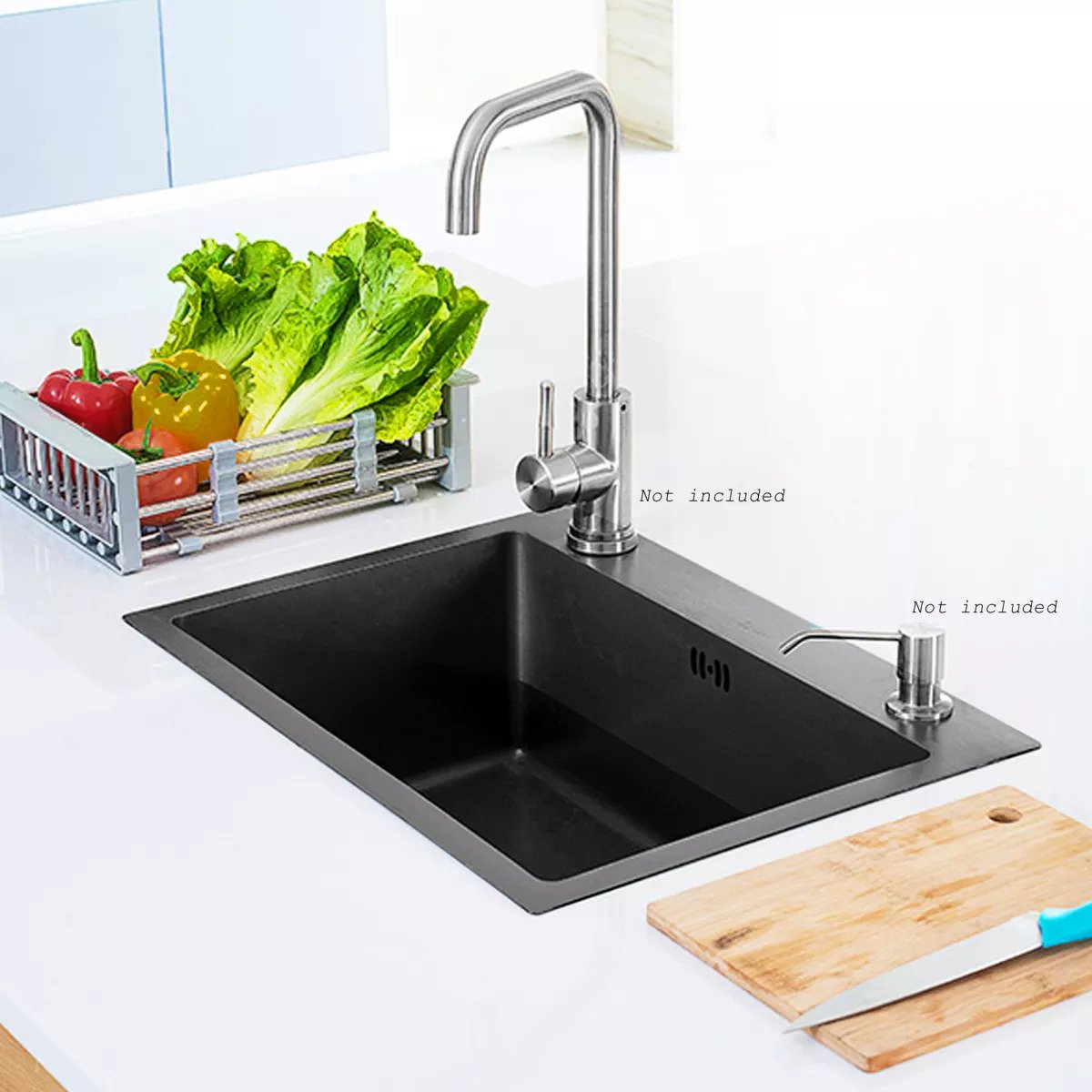 Mulisen BASIC Black Nano Single Kitchen Sink (68cm x 45cm x 20cm ...