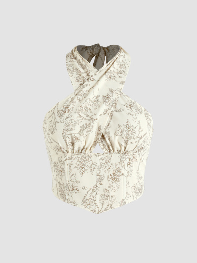 Cider Floral Cross Halter Top | Lazada PH