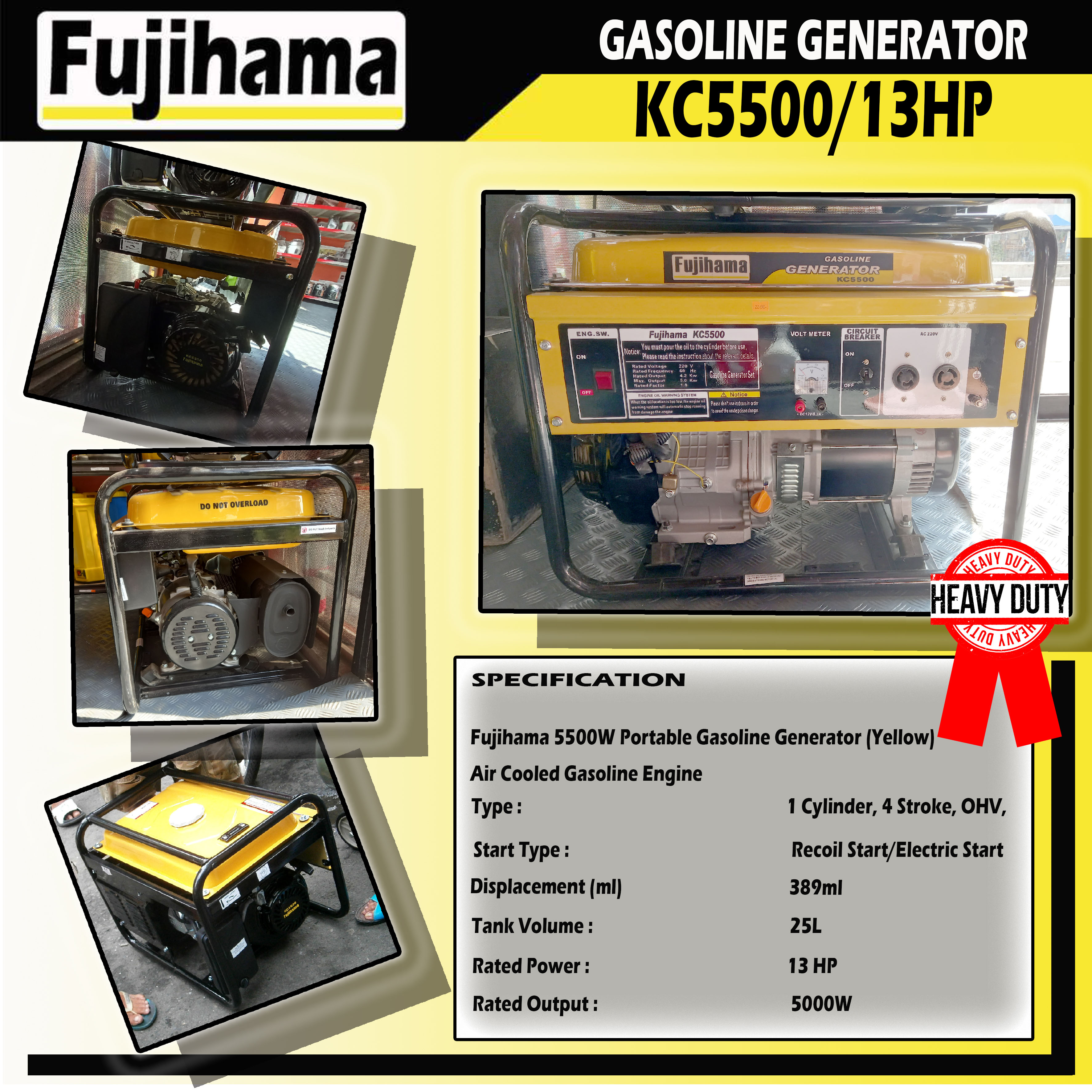 FUJIHAMA Portable Gasoline Generator KC5500 | Lazada PH