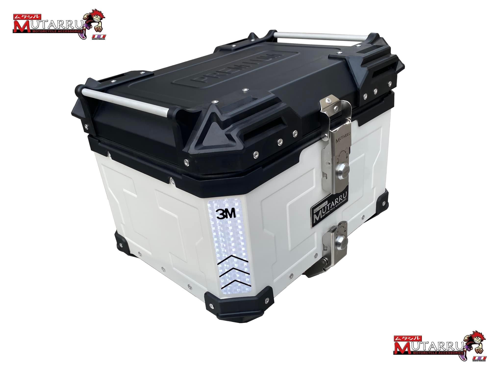 MUTARRU Motorcycle Alloy Top Box 45 Liters (with back rest) X Design ...