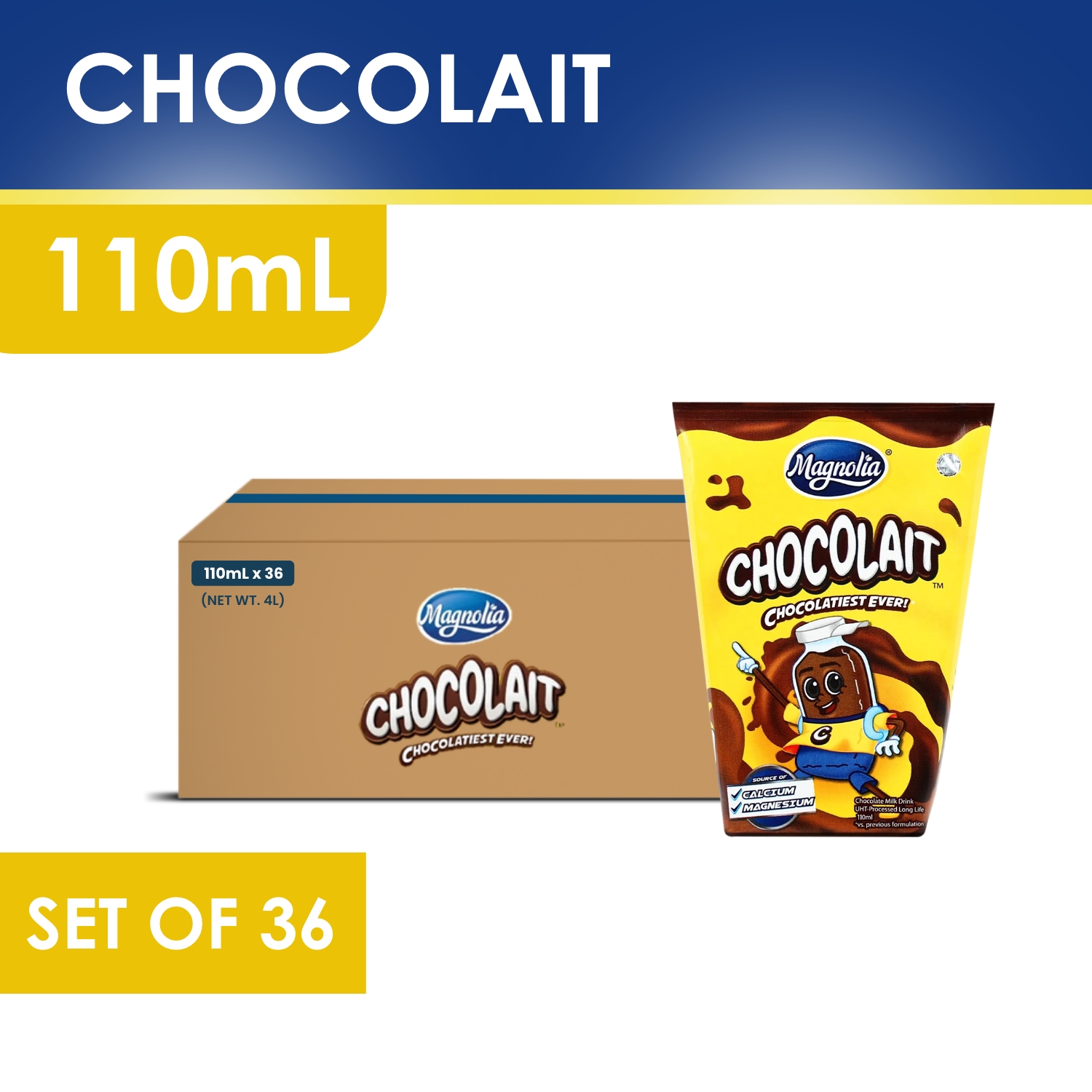 MAGNOLIA Chocolait 110ml Chocolate Flavored Milk Drink, Source of ...