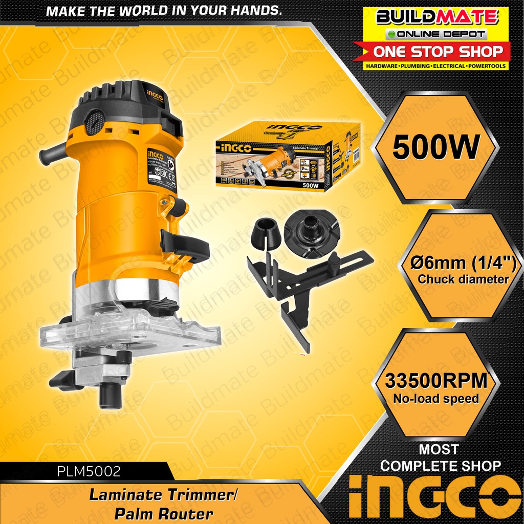 [FREE 6PCS CLAMP] INGCO Laminate Trimmer Palm Router Mini 600W 14 ...