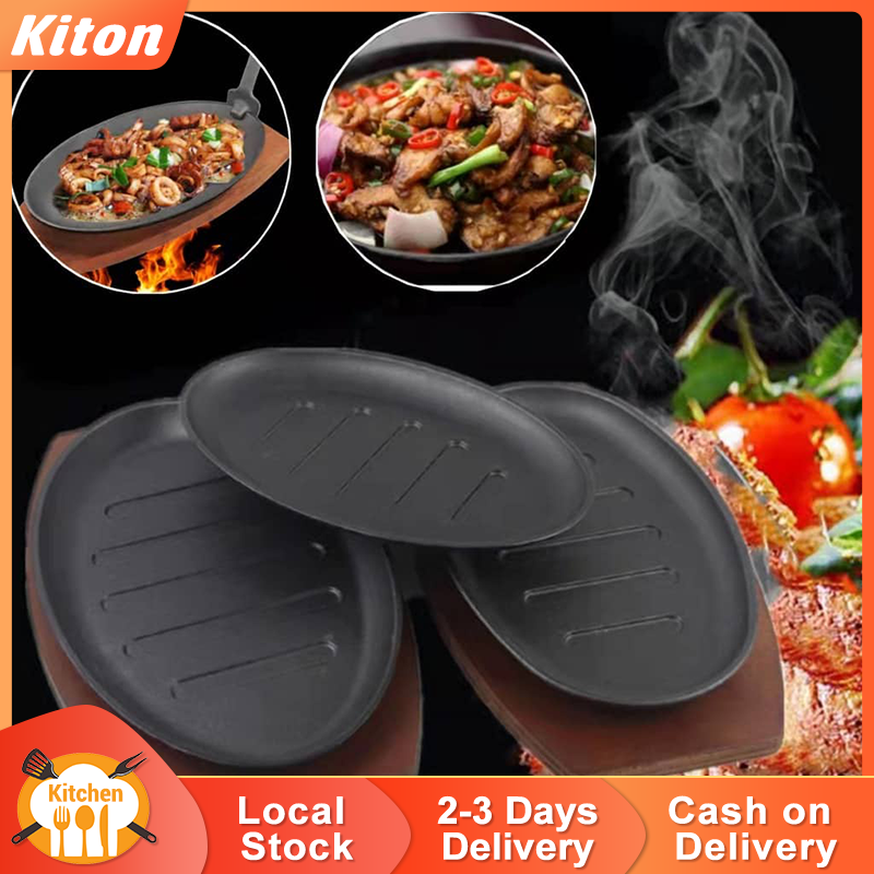 10 Inches Cast Iron Sizzler Plate Grill Plate Teppanyaki Egg-shaped ...