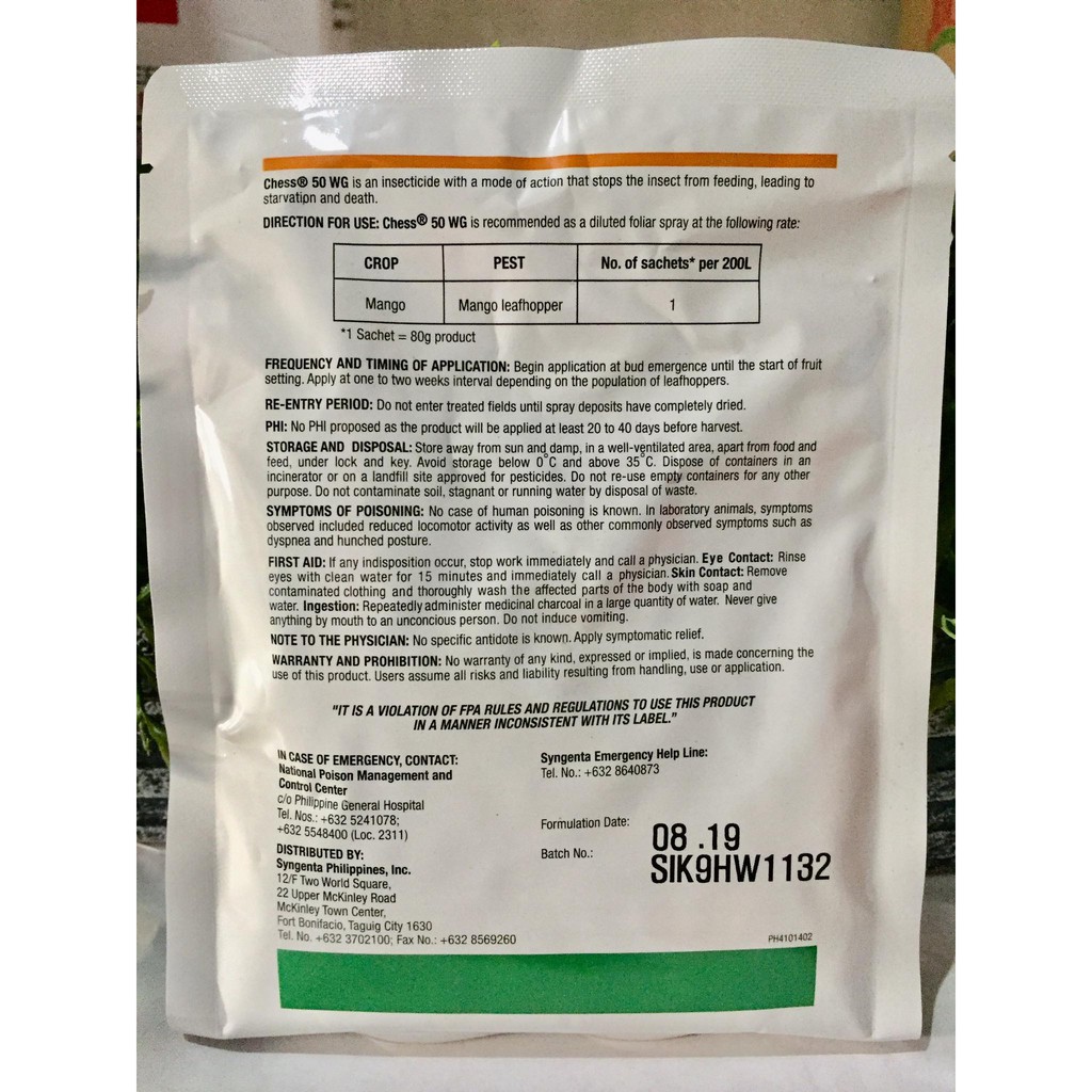 durable Chess 50 WG 80gms Insecticide Sgenta | Lazada PH