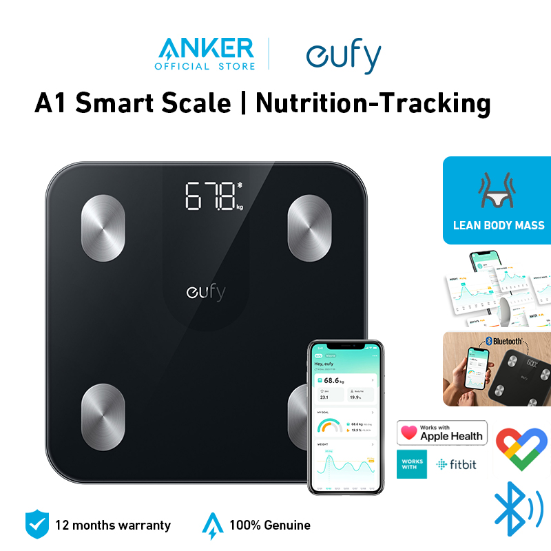 Eufy by Anker A1 Bluetooth Smart Scale Digital Bathroom Health Monitor ...