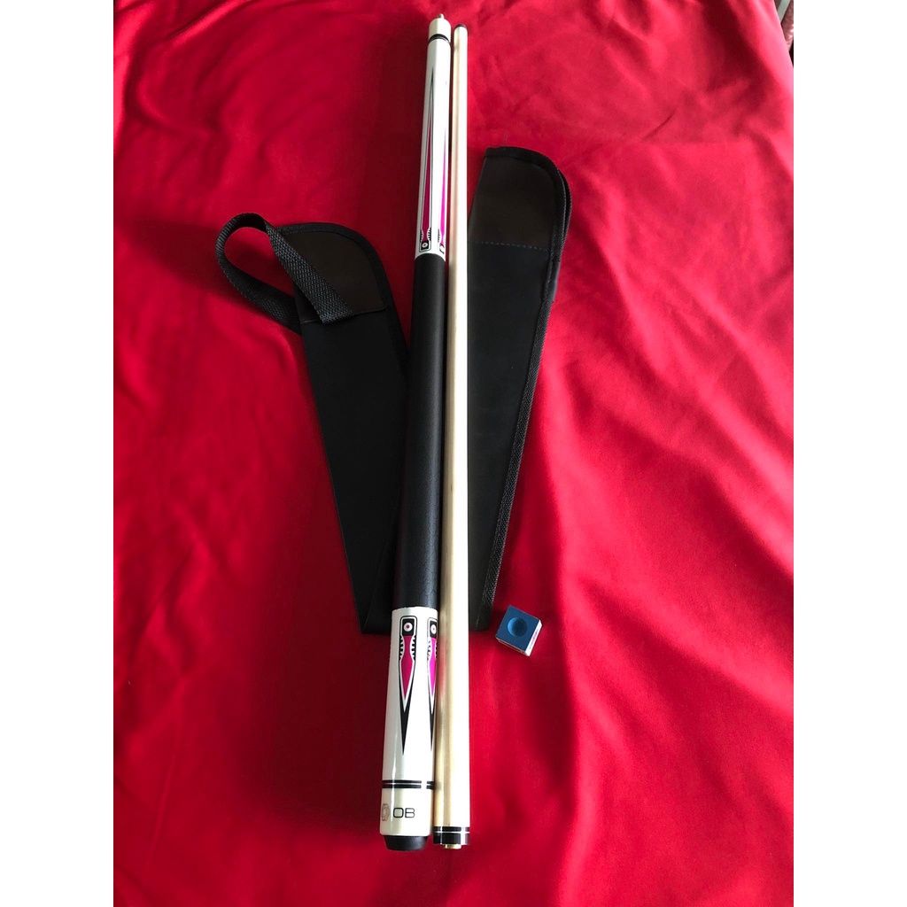 OB CUE STICK WHITE PINK W/SOFTCASE&TISA/TAKO GAMIT SA BILYARAN/BILLIARD ...