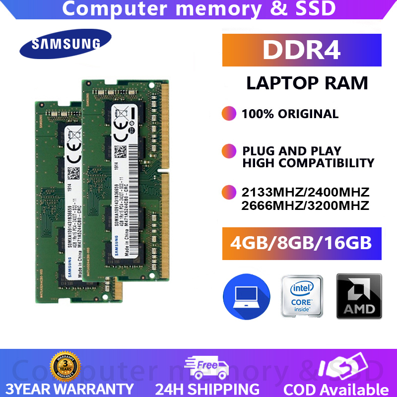 Samsung DDR4 RAM Notebook RAM 4GB 8GB 16GB 2133/2400/2666/3200MHz 260Pin SODIMM Laptop 1.2V ...