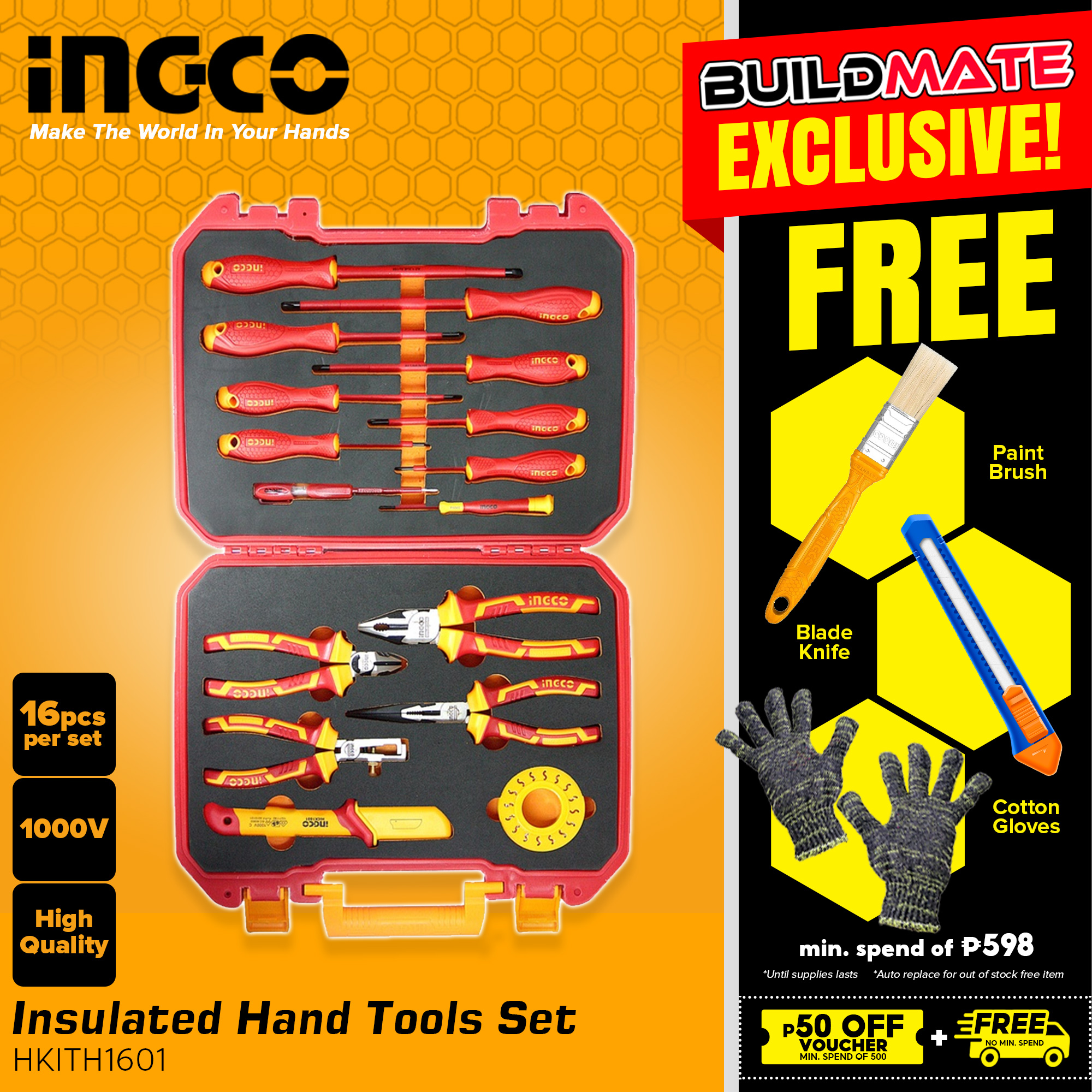 INGCO 16PCS/SET Insulated Hand Tools Set HKITH1601 - BUILDMATE - IHT ...