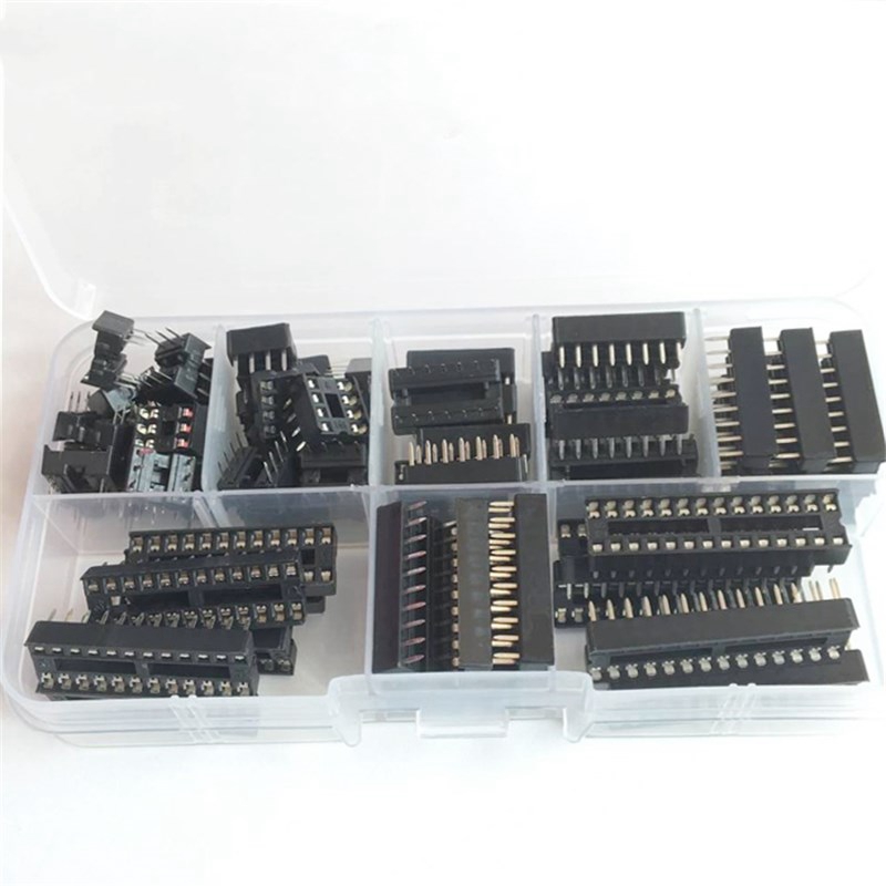66Pcs DIP IC Sockets Adaptor Solder Type Socket Kit 6,8,14,16,18,20,24 ...