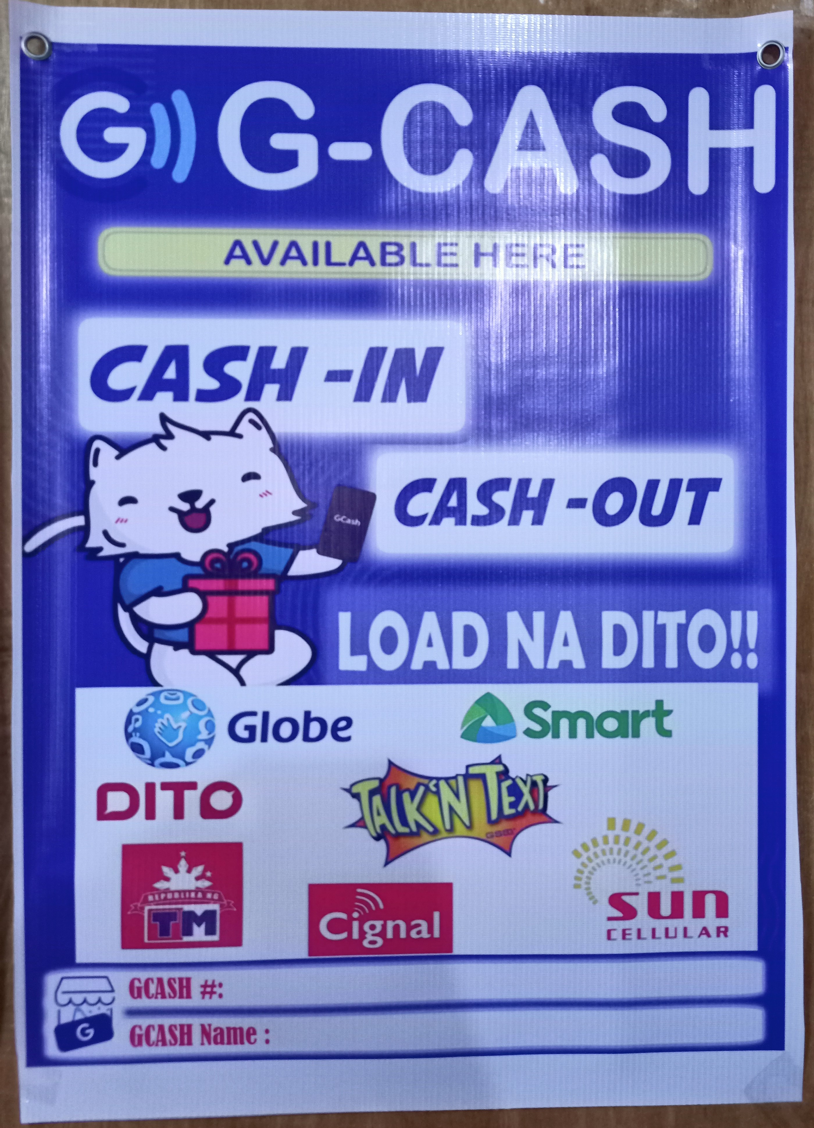Gcash Cash-in & Cash-Out with name & Number Tarpaulin Signage | Lazada PH