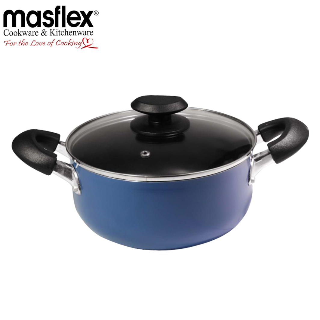 MASFLEX Original NON-STICK INDUCTION CASSEROLE WITH GLASS LID 24cm NS ...