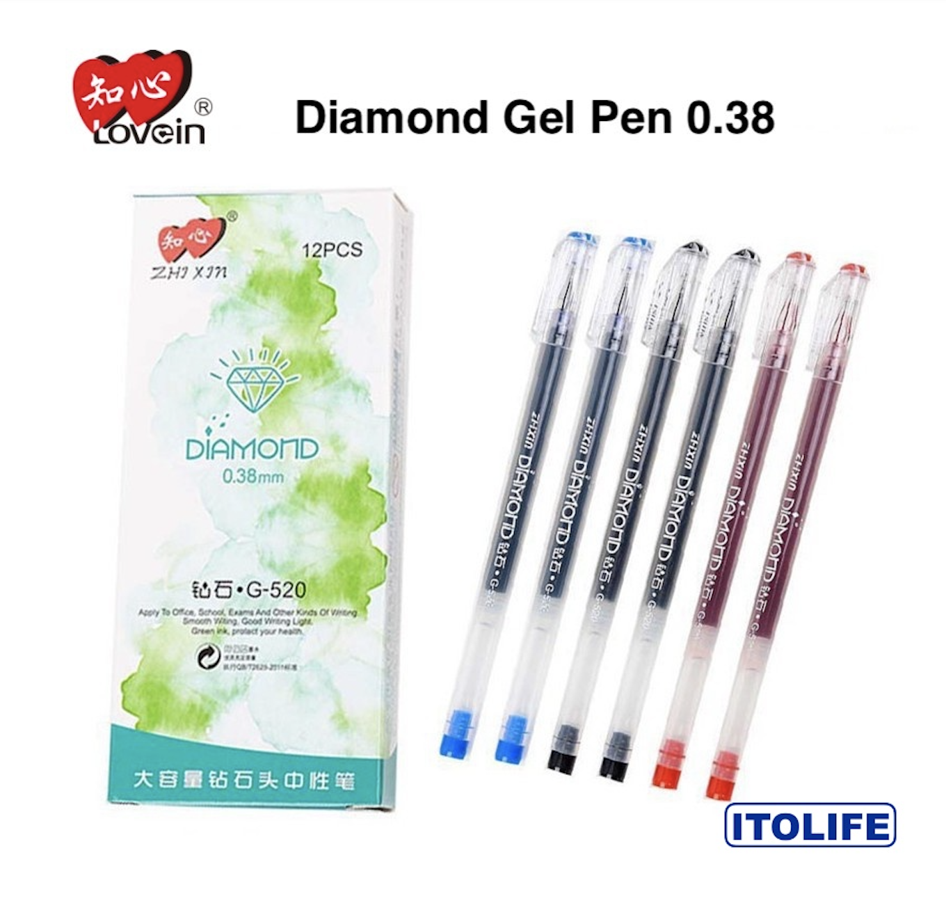 Lovein Diamond Gel Pen 0.38mm G520- Box of 12pcs | Lazada PH