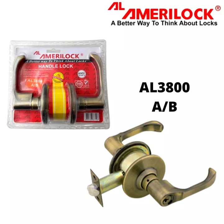 Amerilock Lever Type Antique Brass AL3800 AB/AL3800 SS Handle Lock ...