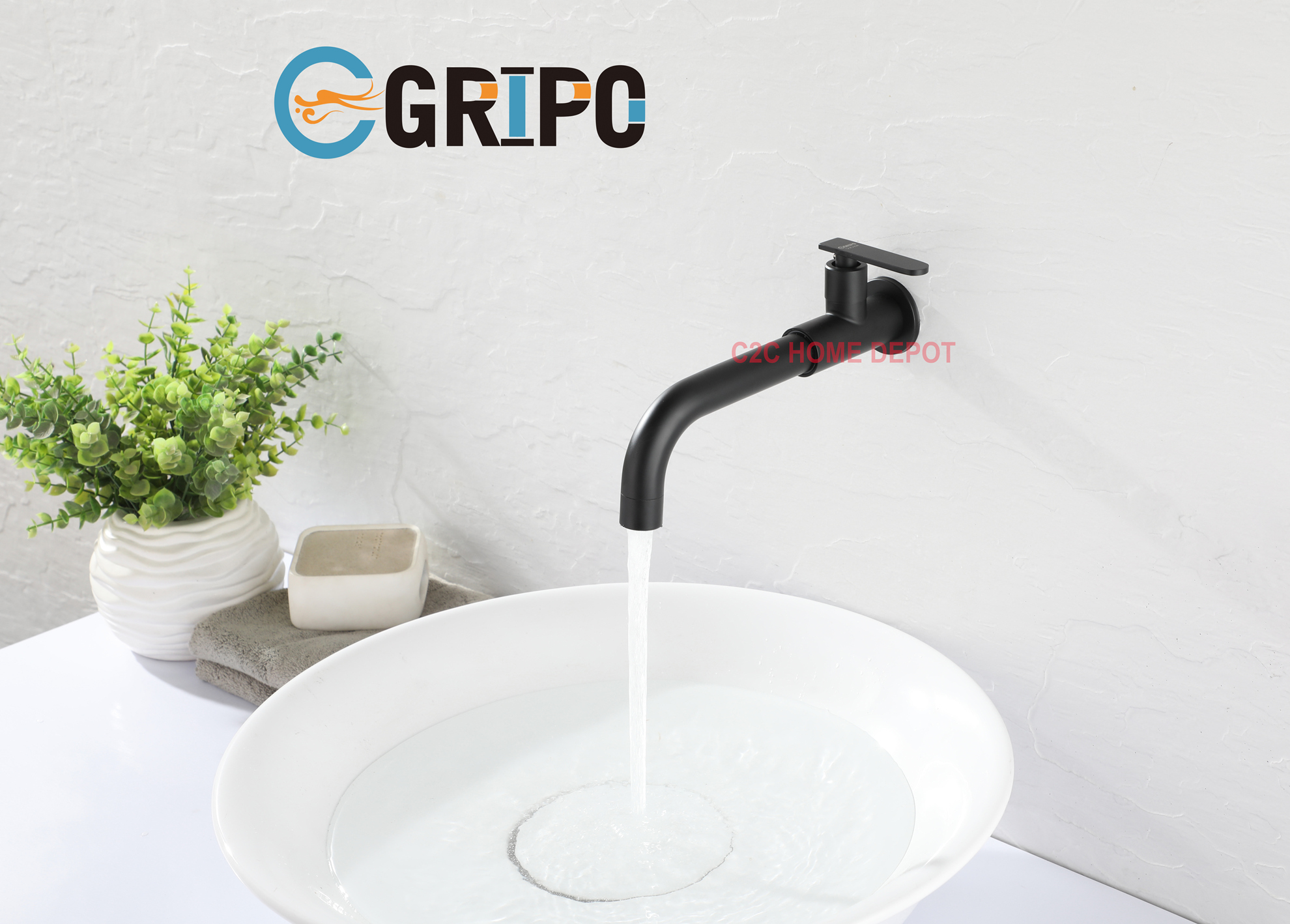 GRIPO High End 304 Stainless Lever Handle Rotatable wall mount faucet ...