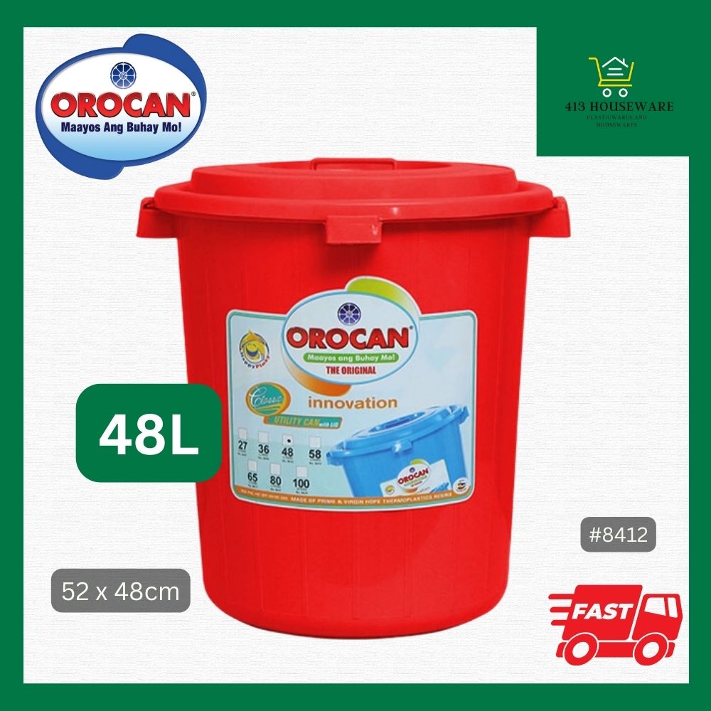 Orocan Drum with Cover Utility Can 27L Water Container Dram Timba Balde - #8407 8409 8412 8417 ...