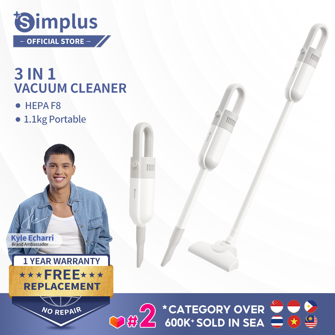 Simplus 3 In 1 Vacuum Cleaner Portable Vacuum Cleaner Ultra Quiet ...