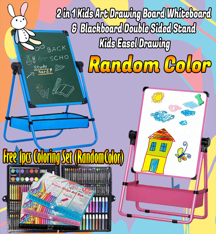 WISER 2 in 1 Kids Art Drawing Board Whiteboard & Blackboard Double ...