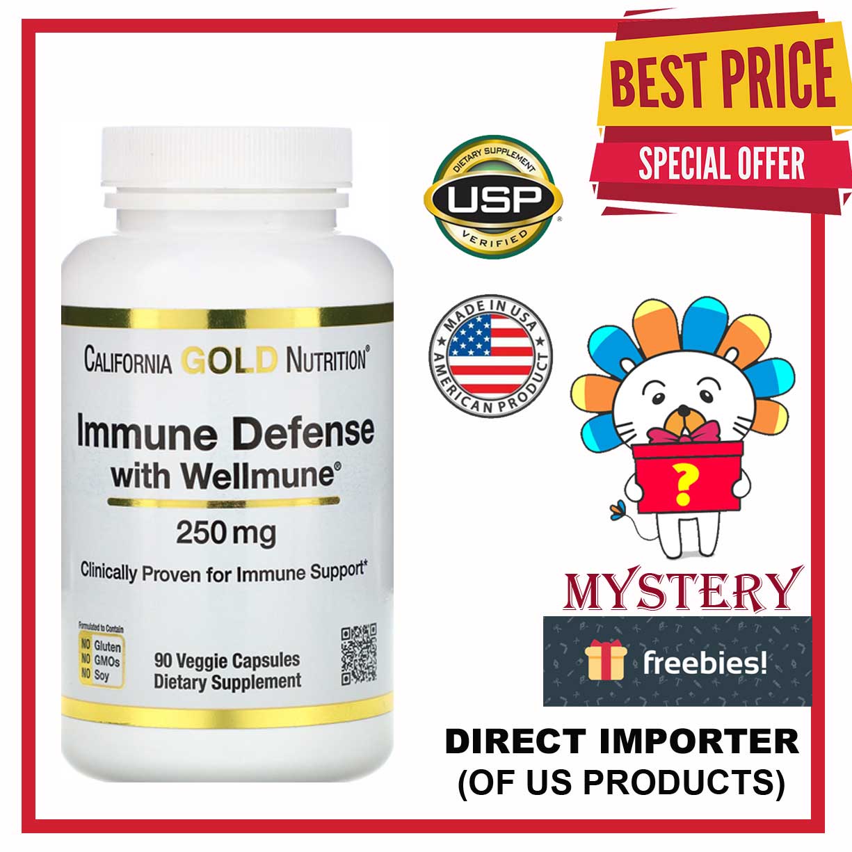 California Gold Nutrition, Immune Defense with Wellmune, Beta-Glucan ...