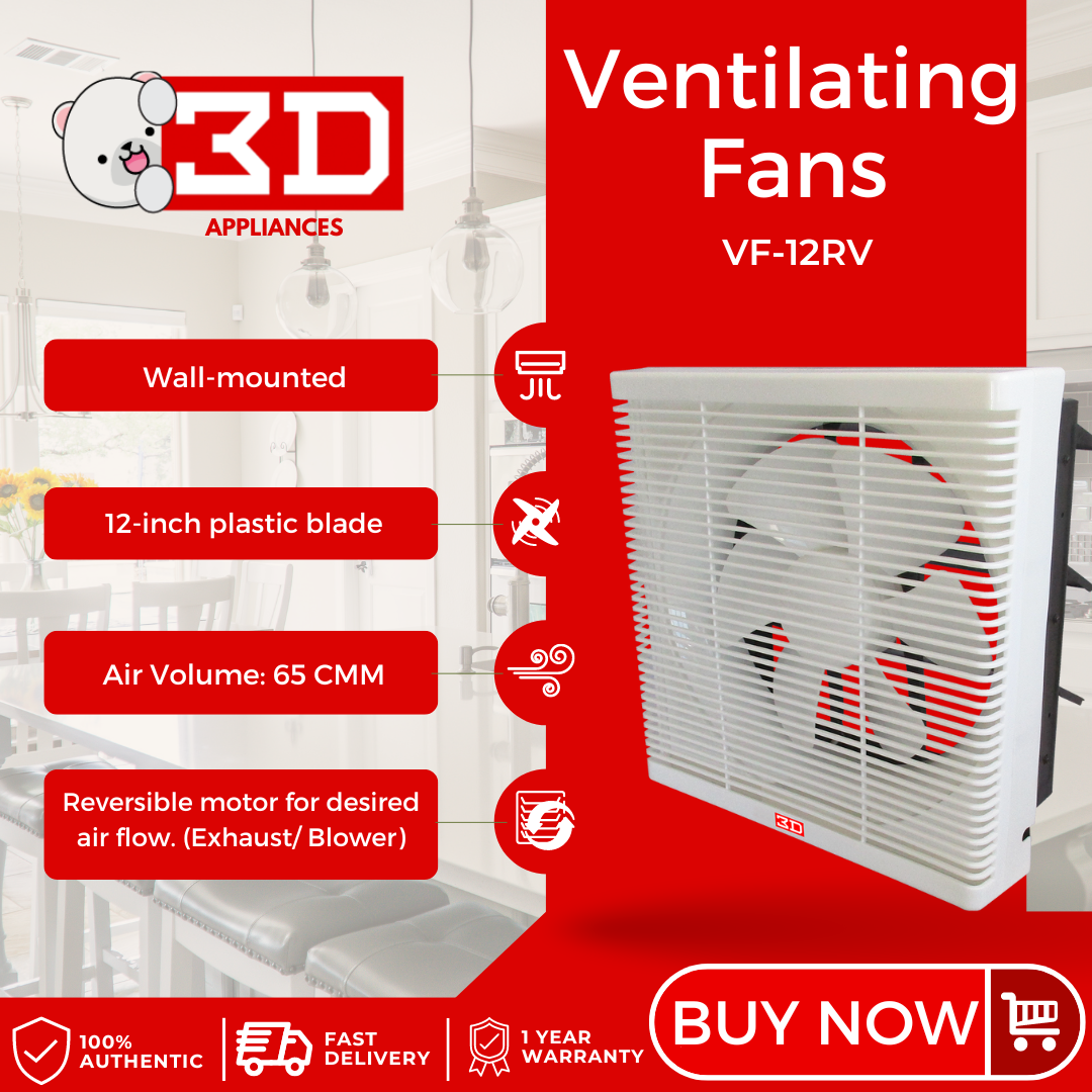 3D Ventilating Fan 12″ Plastic Blade 45W (VF-12RV) | Lazada PH