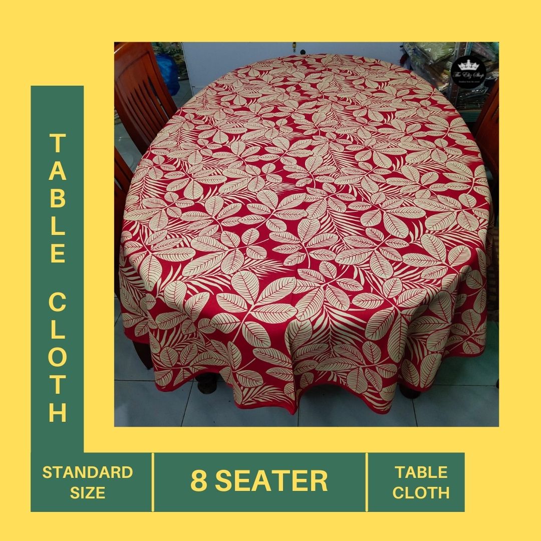 Red Leaves Oval Table Cloth Red Oblong Table Cloth 6 Seaters 8 Seaters ...