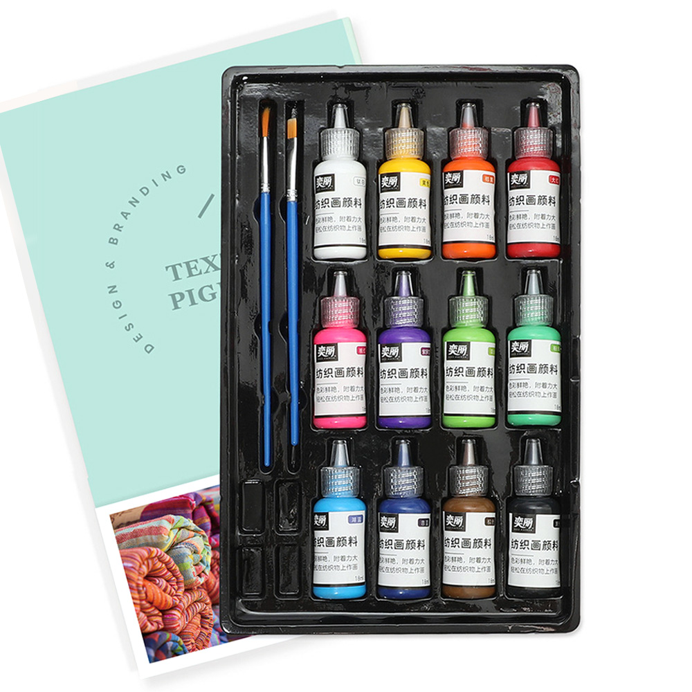 12 Colors Fabric Paint Set Kit 60ml Each Bottle Textile Paint for ...
