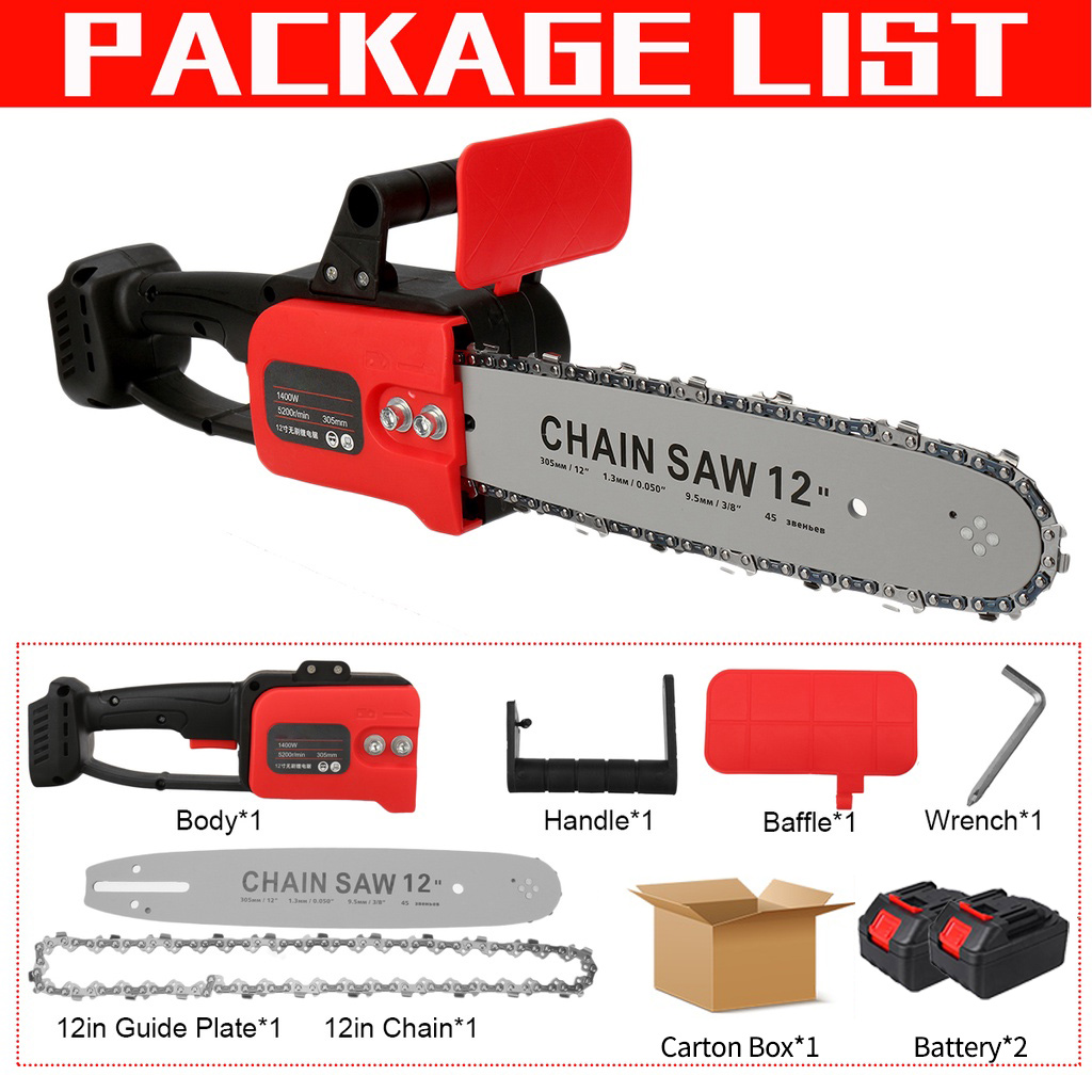12 inch Chainsaw Cordless Electric Chainsaw with Battery Rechargeable ...