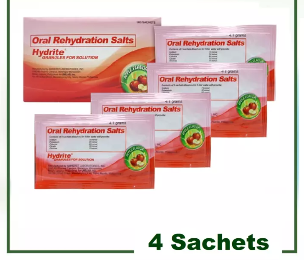 Hydrite Oral Rehydration Salts 4 Sachets Apple Flavor Electrolyte Hydrite Oral Rehydration Salts 4 Sachets Apple Flavor Electrolyte