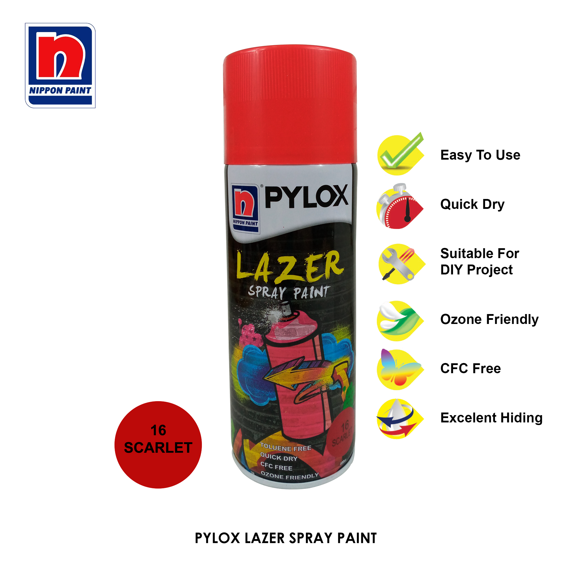 Pylox Lazer Spray Paint Scarlet No.16 Nippon | Lazada PH