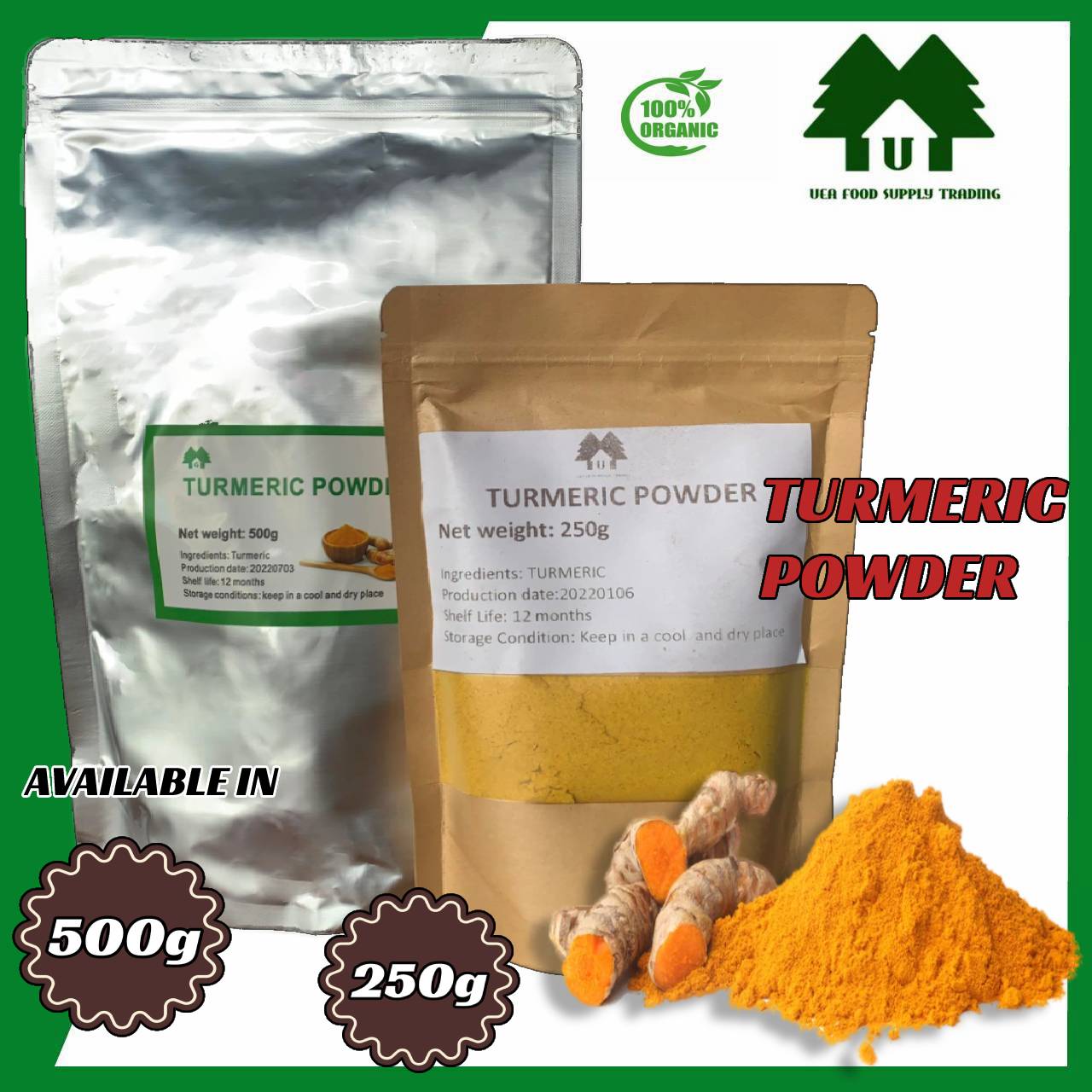 TURMERIC POWDER 1KG./250g per pack with already ZIPLOCK at the top ...