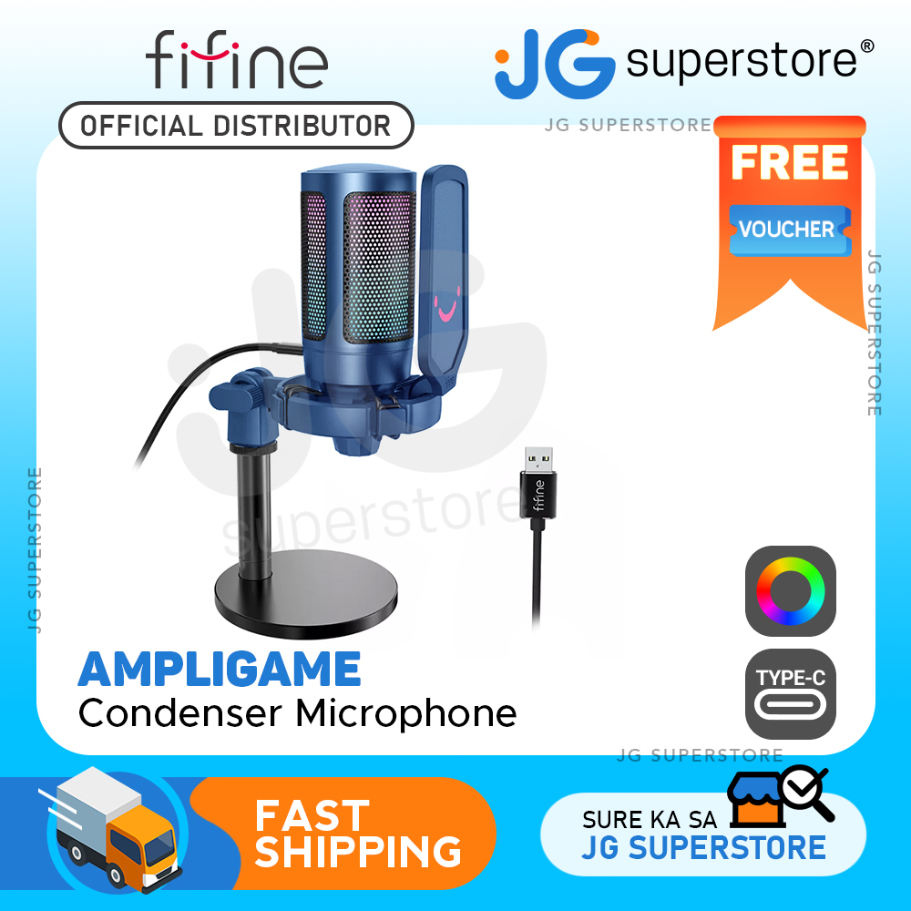 Fifine A6 AmpliGame RGB Cardioid Microphone with Built-in Volume ...