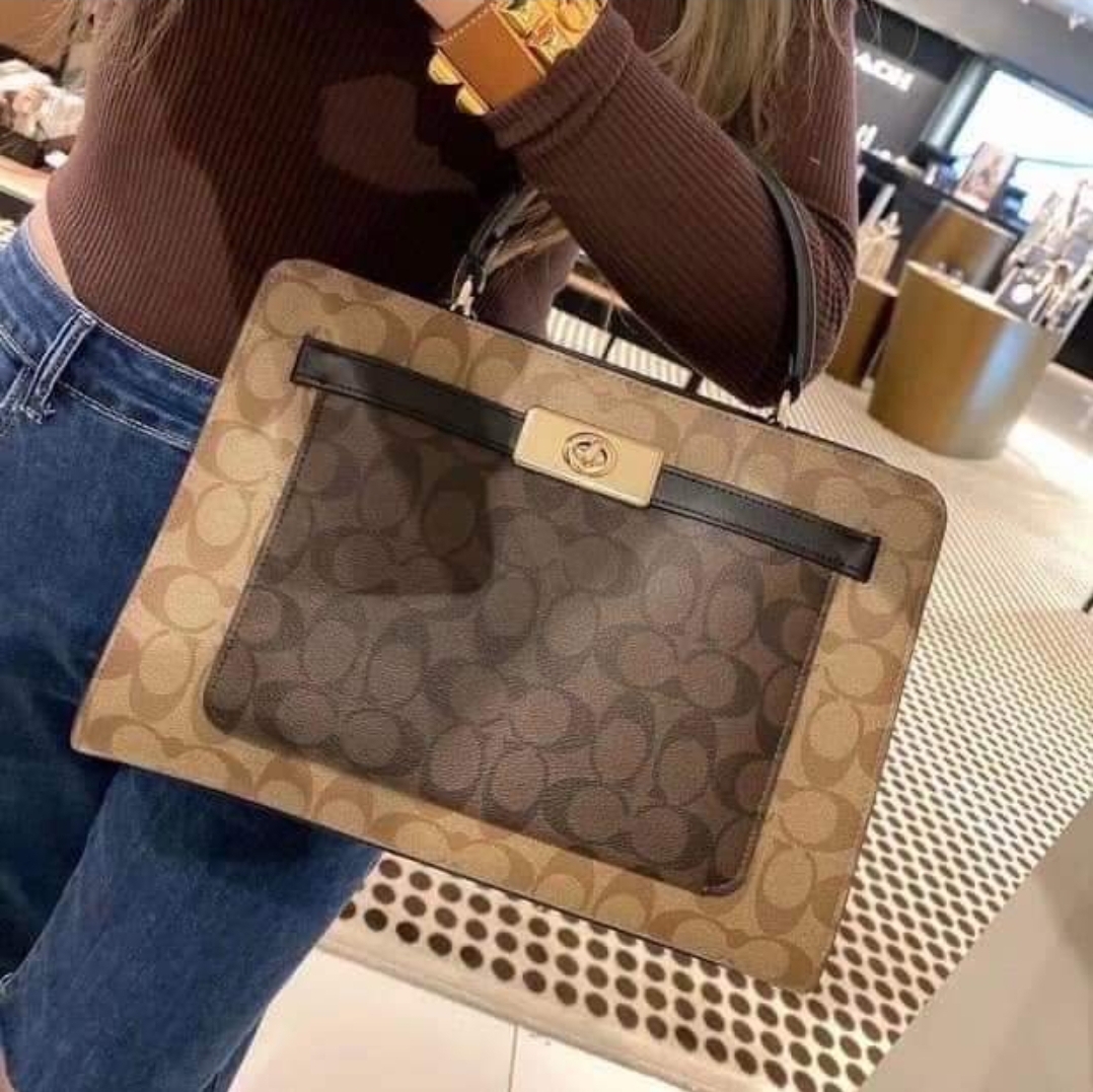 Original Coach Lane Carryall In Blocked Signature Canvas Women's ...