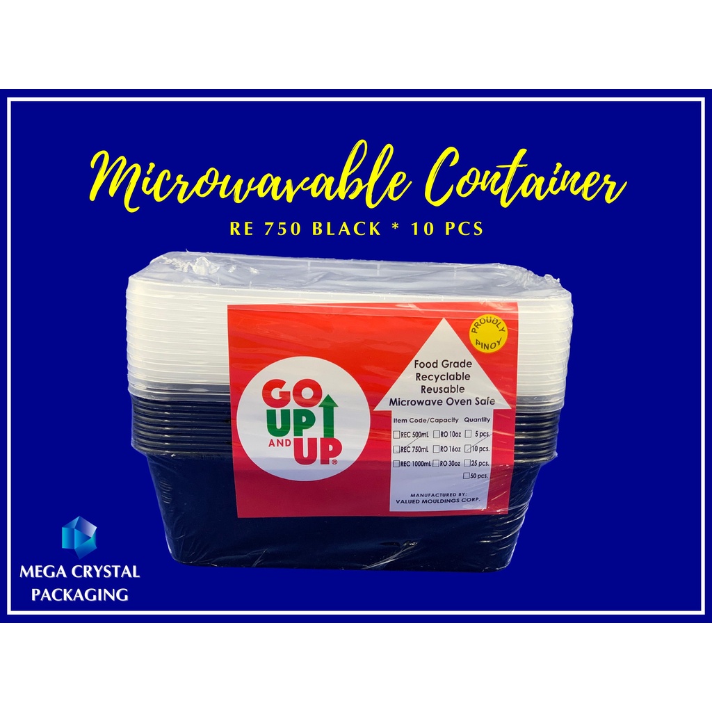 Microwavable Container RE 750 - Rectangular 750 ml Black Body Clear Lid ...