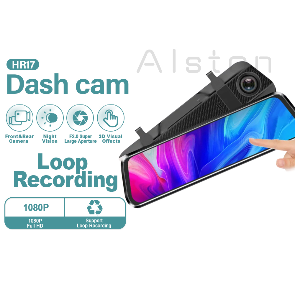 LENOVO HR17 9.66inch Stream Media Dual Lens FHD 1080P Dash Cam Car DVR ...