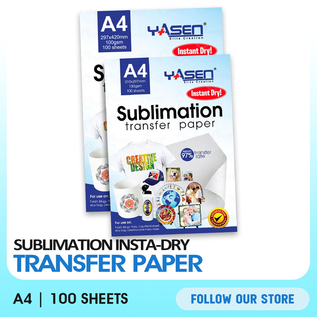 Yasen Sublimation Paper 100 Sheets A4/A3 Size 100GSM Quick Dry Heat ...