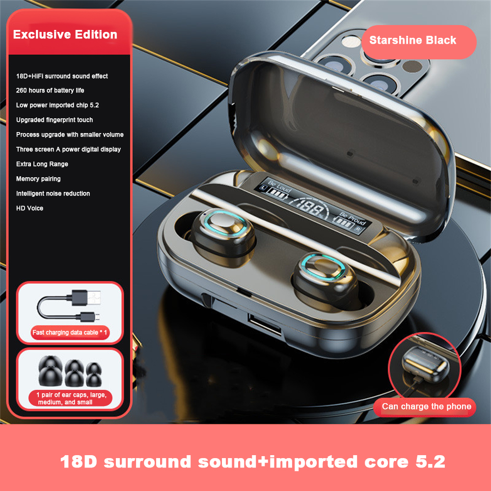 【2-year Warranty】TWS Bluetooth Earphones M10 LED Display With Microphone HiFi 9D Stereo Touch ...
