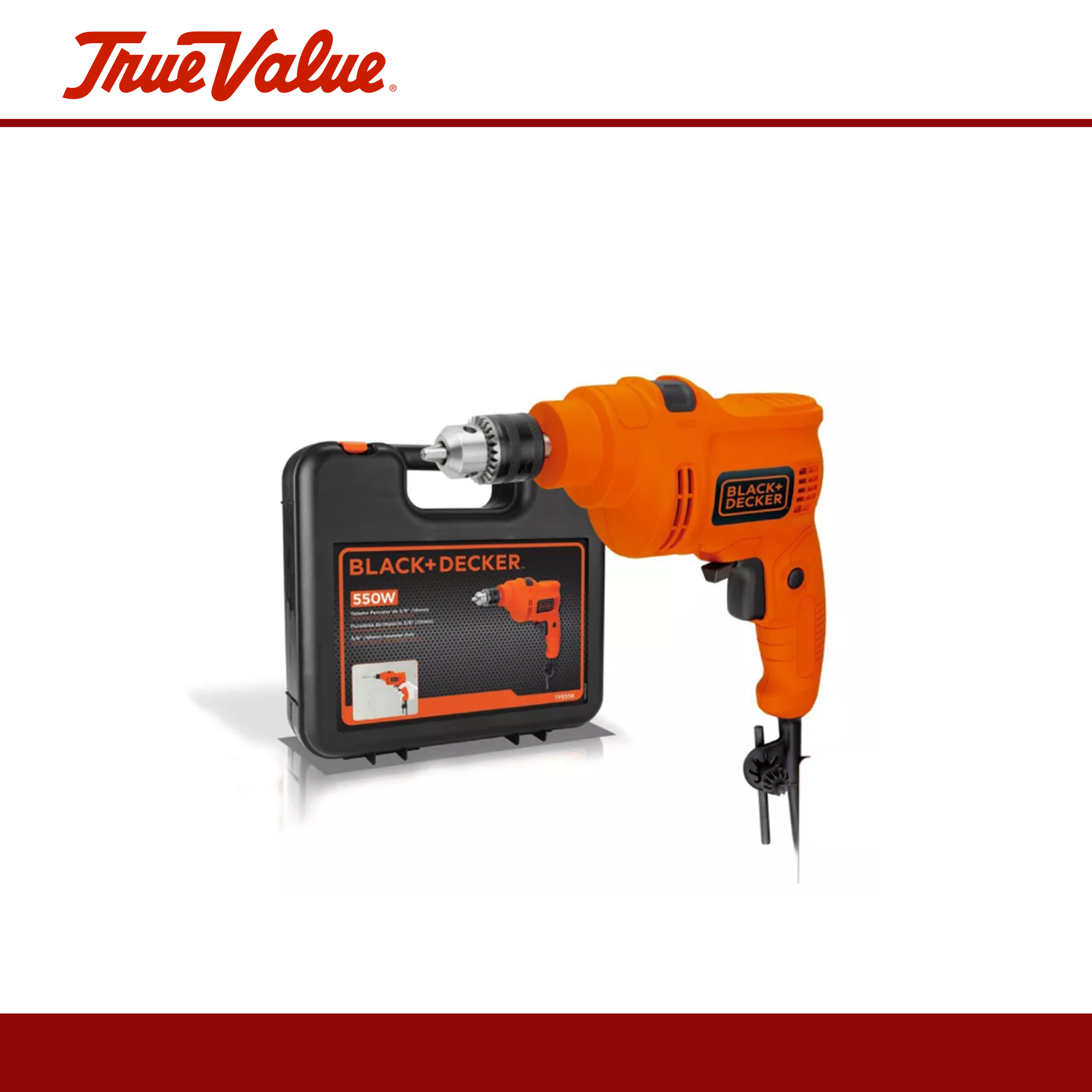 BLACK+DECKER™ Hammer Drill Driver Kit Tool Box Drilling Tools Set 10mm 550W (TP555K-B1) | Lazada PH