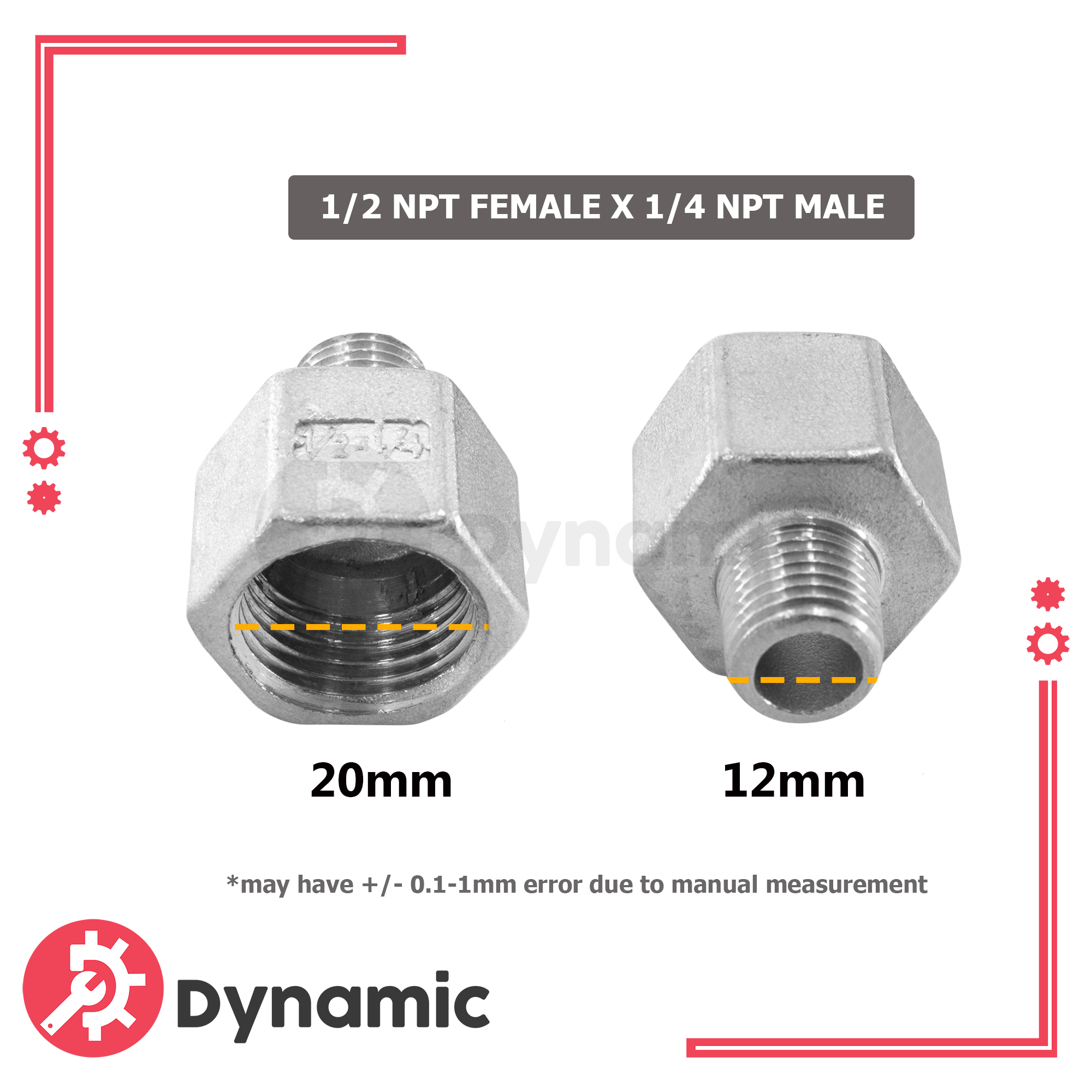 SUS304 Stainless Male Adapter Reducer Male x Female Reducing Connector ...